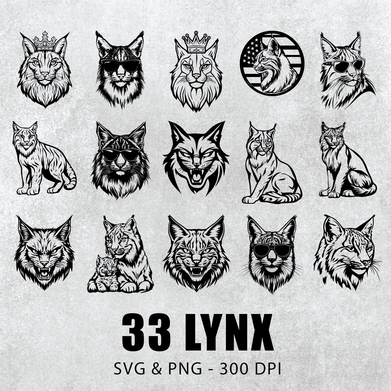 Lynx Svg Bundle, Lynx Silhouette, Lynx Clipart, Lynx Vector, Lynx Png ...