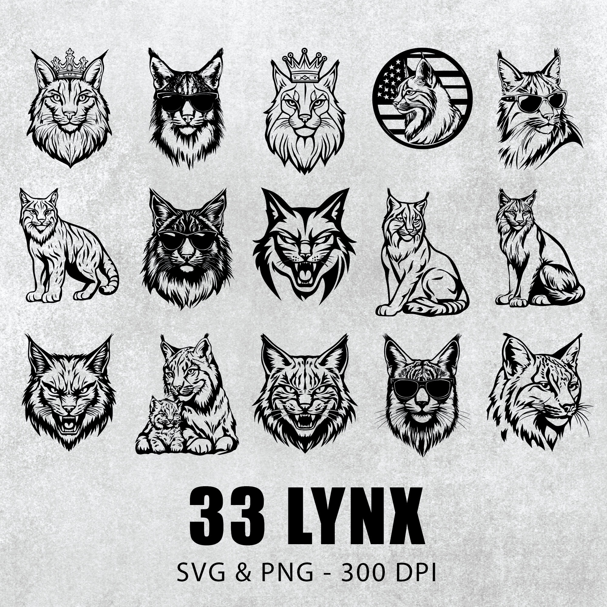 Lynx Svg Bundle, Lynx Silhouette, Lynx Clipart, Lynx Vector, Lynx Png ...