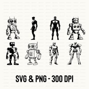 Robots Svg Bundle, Robots Silhouette, Robots Clipart, Robots Vector ...