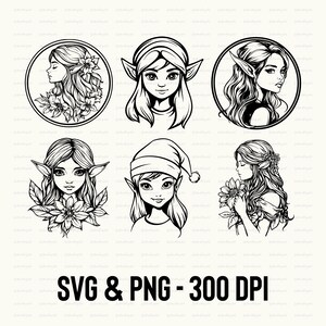 Elf Girl Clipart: Silhouette Vector SVG PNG Cut File - Etsy