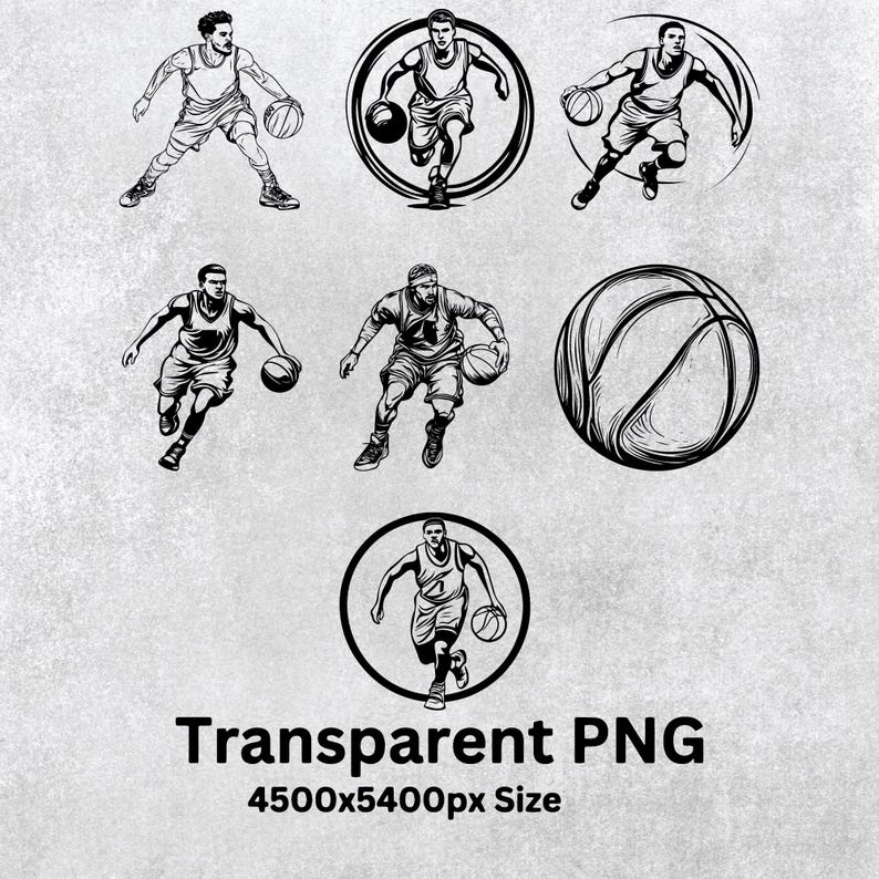 Basketball SVG PNG Bundle: Clipart Silhouette Designs (cut Files) - Etsy