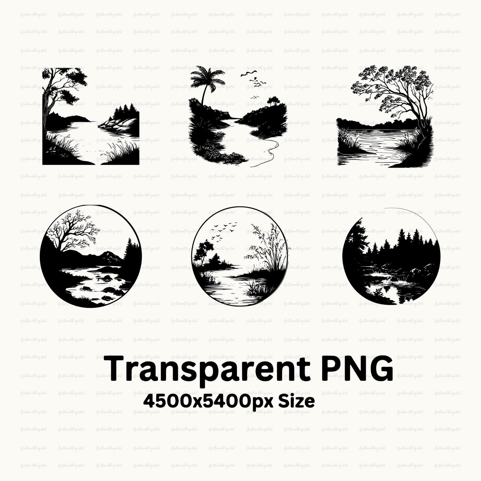 River Scene Svg Bundle, River Scene Silhouette, River Scene Clipart ...