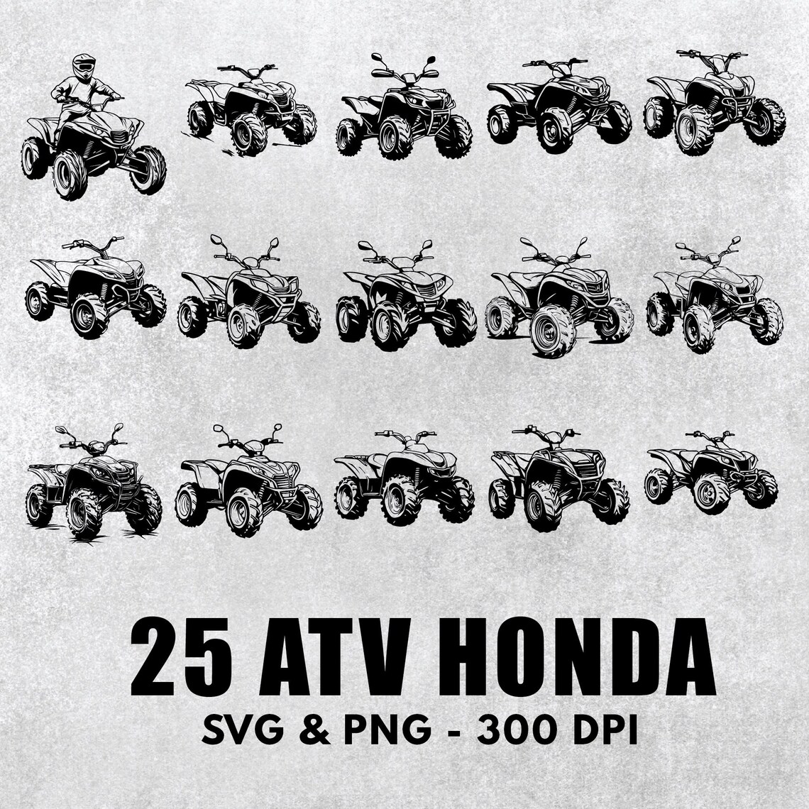 Atv Honda Svg Bundle, Atv Honda Silhouette Set, Atv Honda Clipart, Atv ...