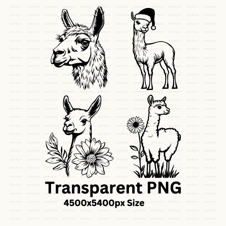 Llama SVG Bundle: Silhouette Clipart Vector Designs (PNG) - Etsy