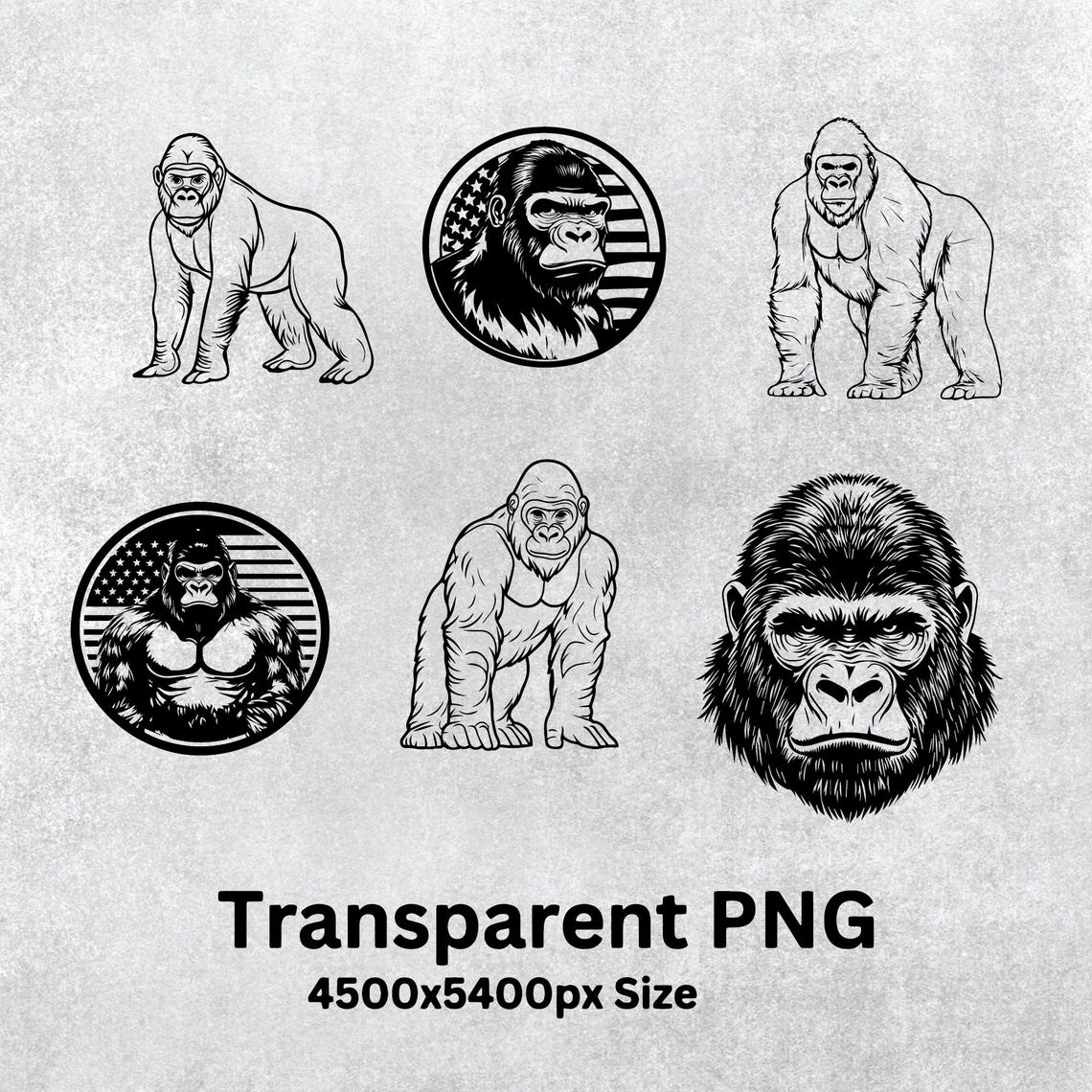 Gorilla Svg Bundle, Gorilla Vector Set, Gorilla Clipart, Gorilla Decal ...