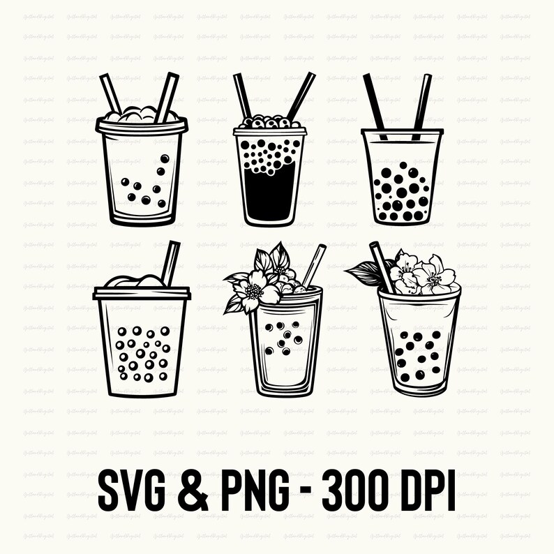 Boba Tea Svg Png Bundle, Boba Tea Clipart, Boba Tea Silhouette, Boba ...
