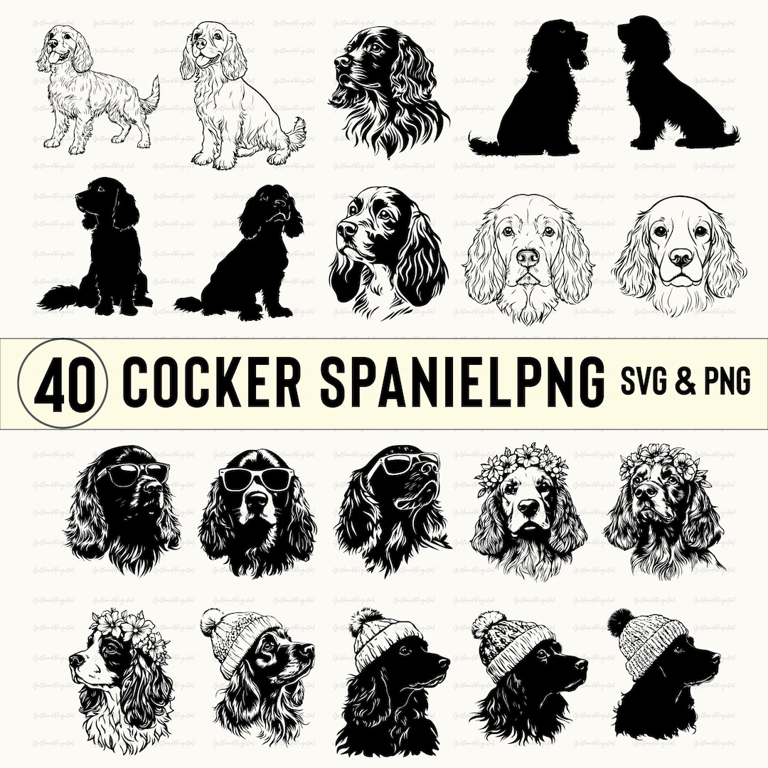 Cocker Spaniel Svg Bundle, Cocker Spaniel Silhouette, Cocker Spaniel ...