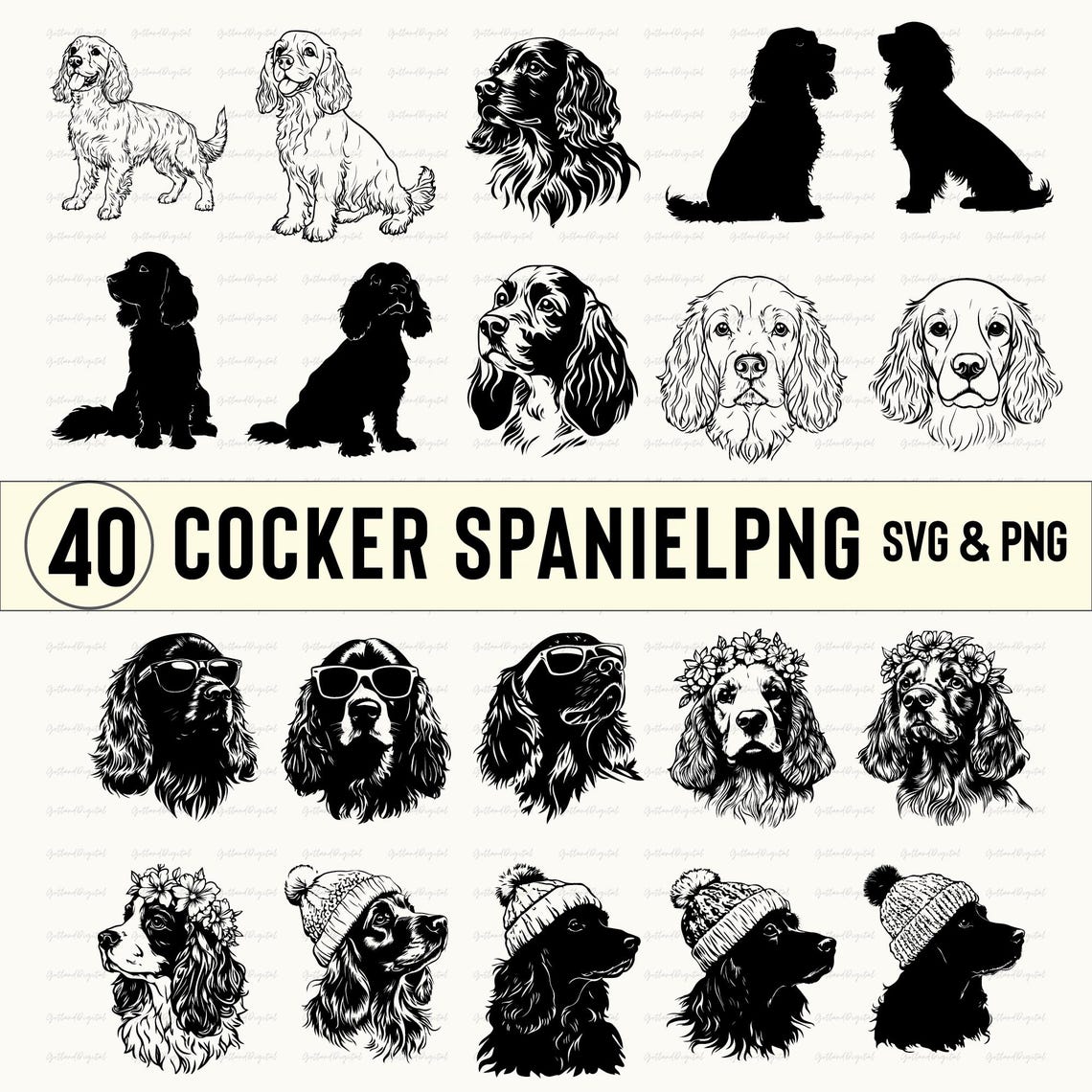 Cocker Spaniel Svg Bundle, Cocker Spaniel Silhouette, Cocker Spaniel ...
