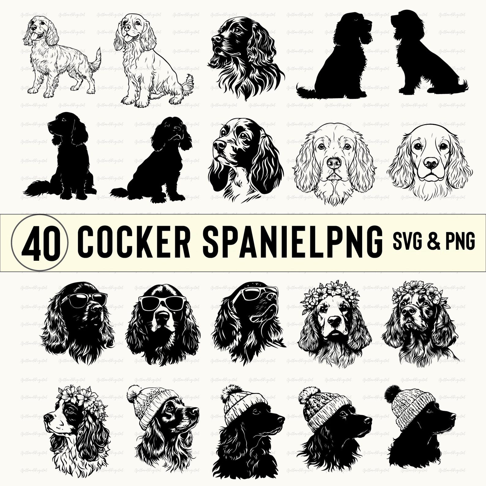 Cocker Spaniel Svg Bundle, Cocker Spaniel Silhouette, Cocker Spaniel ...