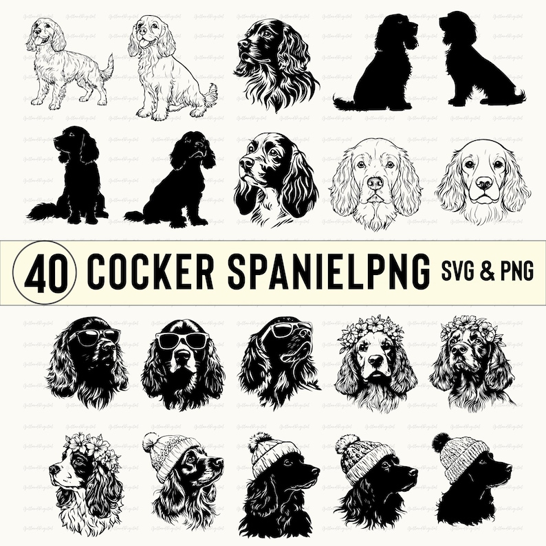 Cocker Spaniel Svg Bundle, Cocker Spaniel Silhouette, Cocker Spaniel ...