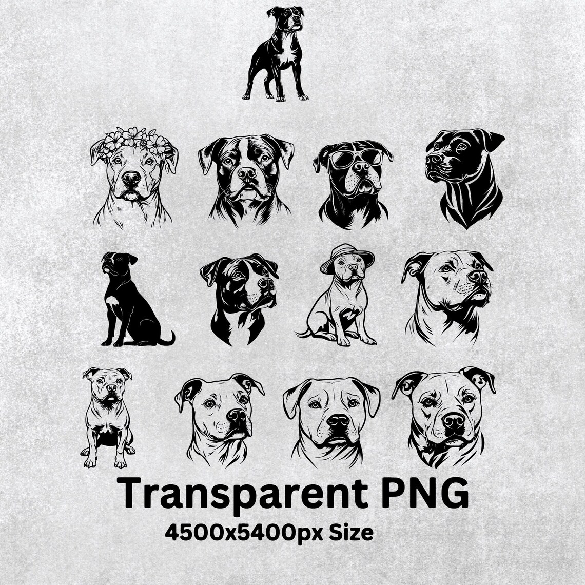 Staffy Dog SVG Bundle: Clipart Silhouette Designs (PNG, Vector) - Etsy