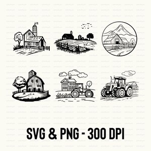 Farm Ranch SVG PNG Bundle: Countryside Clipart, Silhouette Vector Art ...