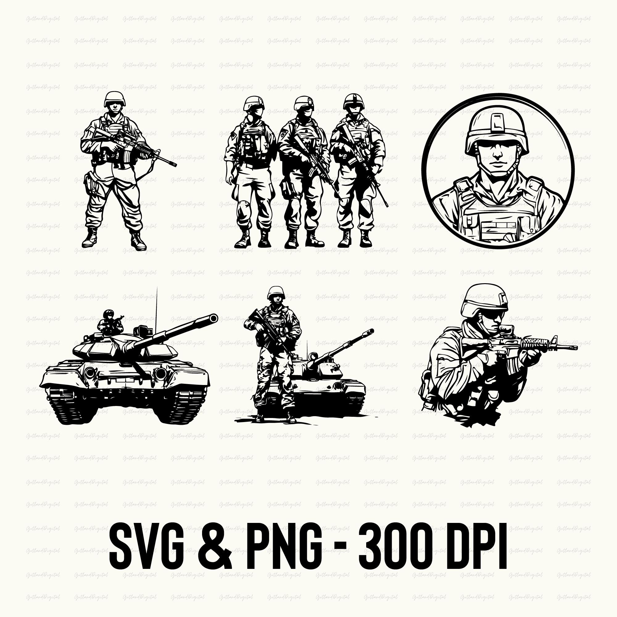 Army Silhouette Vector Art: SVG, PNG Clipart Set - Etsy