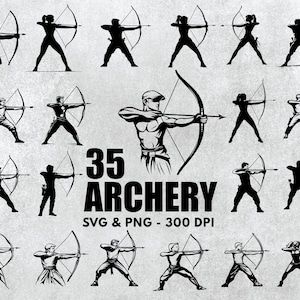 Archery Silhouette Clipart: SVG, PNG, Decal Vector Art - Etsy