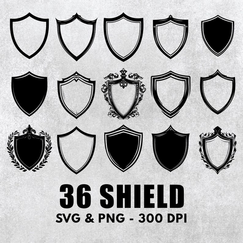 Shield Svg Bundle, Shield Vector Set, Shield Clipart, Shield Decal ...