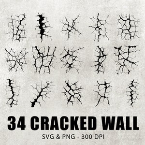 Cracked Wall Svg Bundle, Cracked Wall Silhouette, Cracked Wall Clipart ...