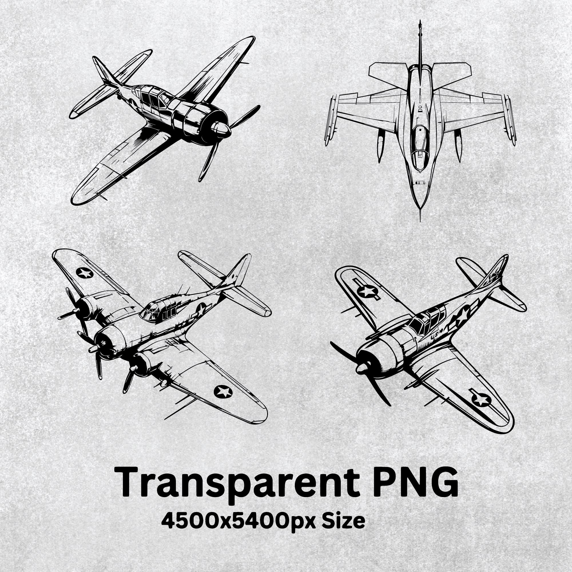 War Airplane SVG Bundle: Silhouette Clipart, Decal Designs (PNG, Vector ...