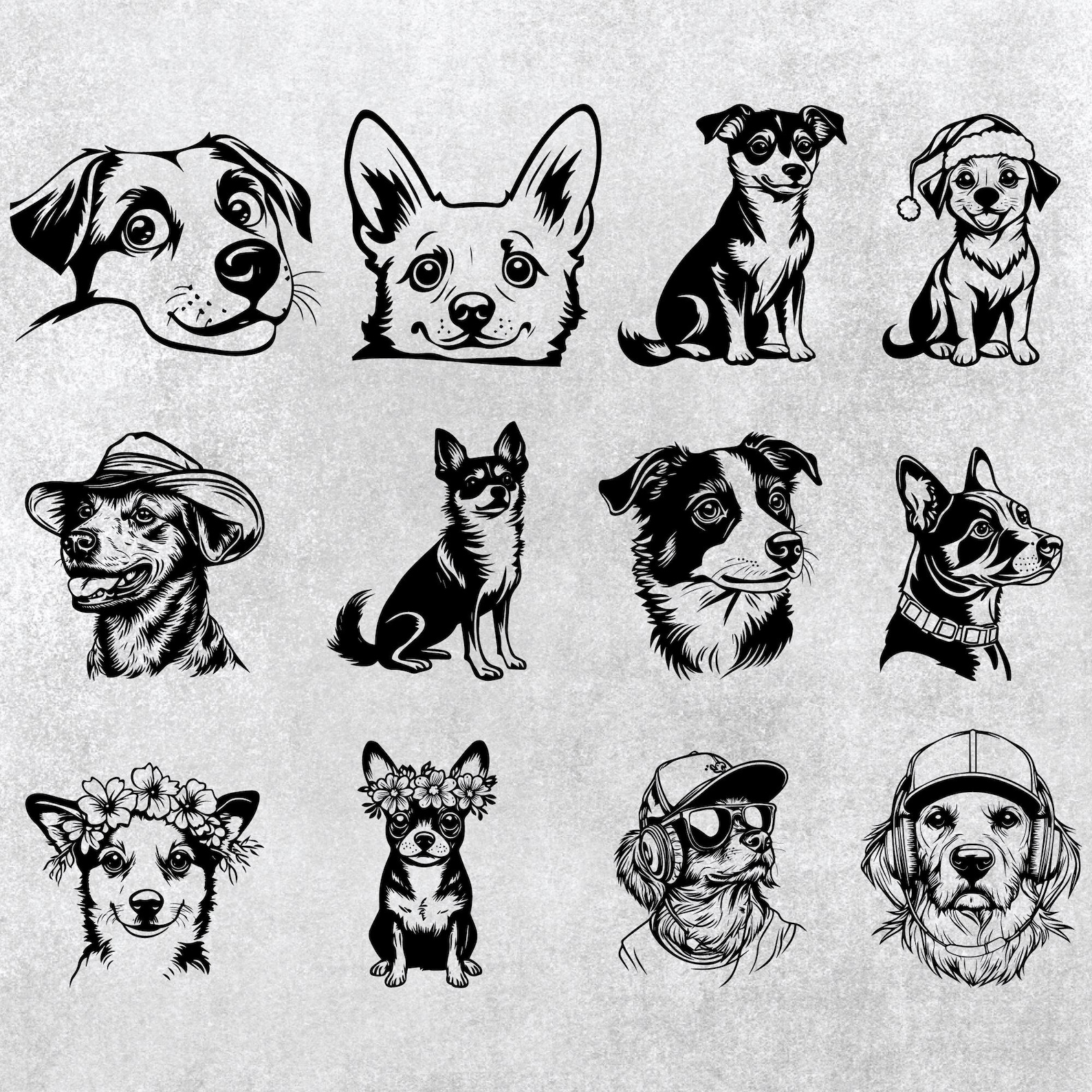 Jackabee Dog SVG Bundle: Silhouette Clipart, Decal Cut Files - Etsy