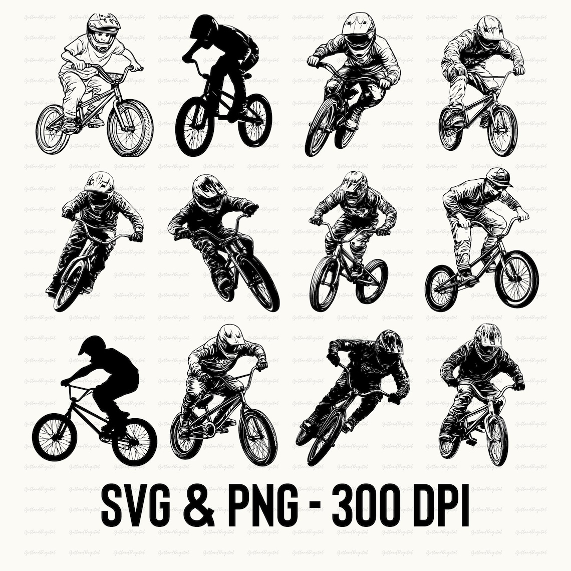 Bmx Bike Silhouette Bundle Svg, Bmx Bike Svg Vector Set, Bmx Bike ...