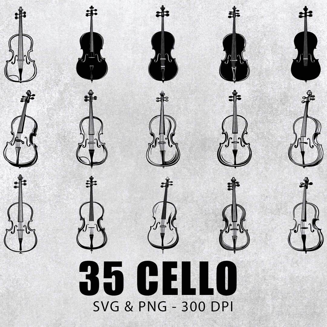 Cello Svg Bundle, Cello Silhouette Set, Cello Clipart, Cello Decal ...