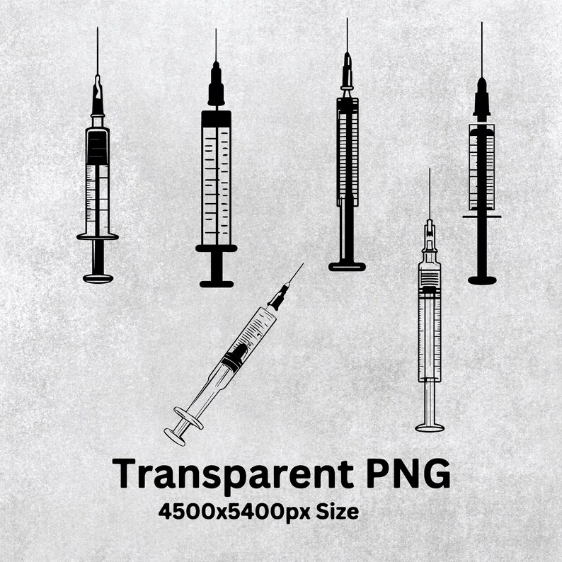 Syringe SVG Bundle: Clipart Silhouette Decal Files for Cricut - Etsy