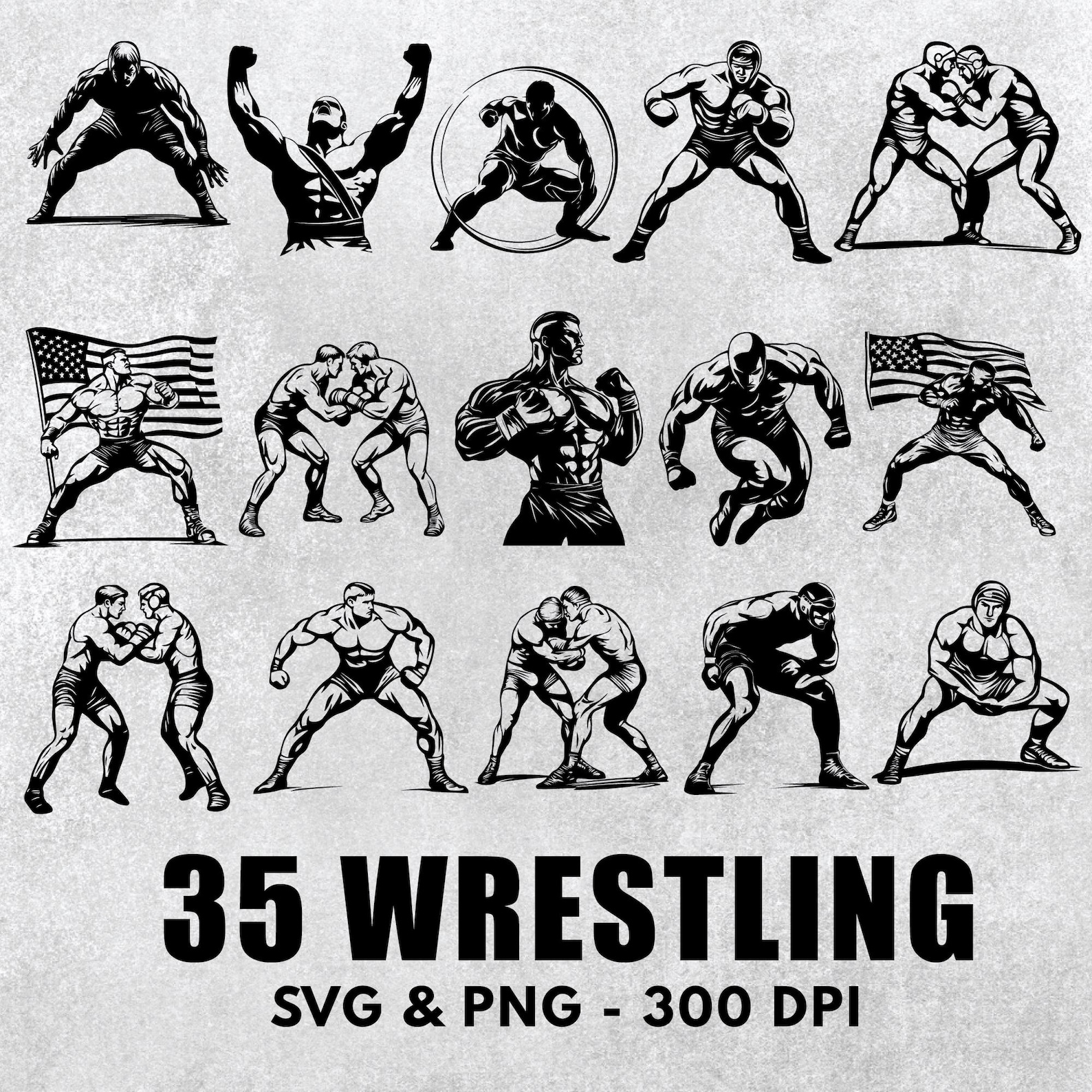 Wrestling Svg Bundle, Wrestling Silhouette Png Set, Wrestling Clipart ...