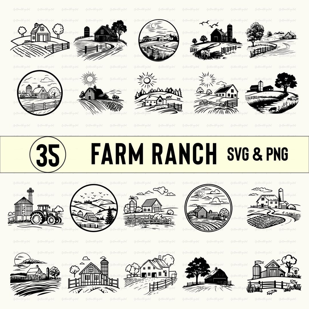 Farm Ranch Svg Png Bundle, Farm Ranch Clipart, Farm Ranch Silhouette ...