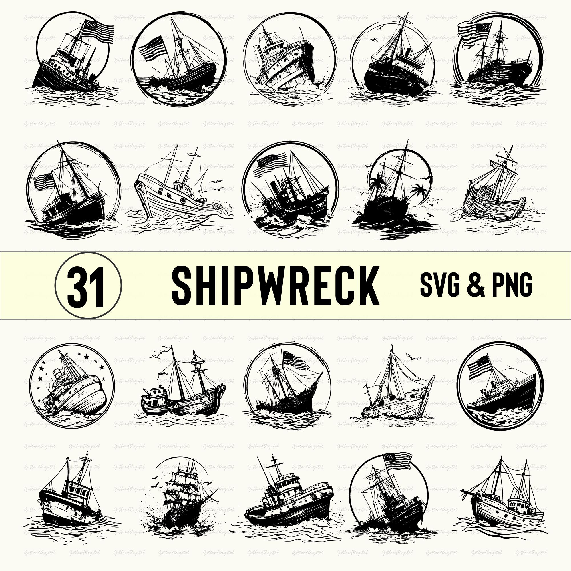 Shipwreck Svg Png, Shipwreck Clipart, Shipwreck Silhouette, Shipwreck ...