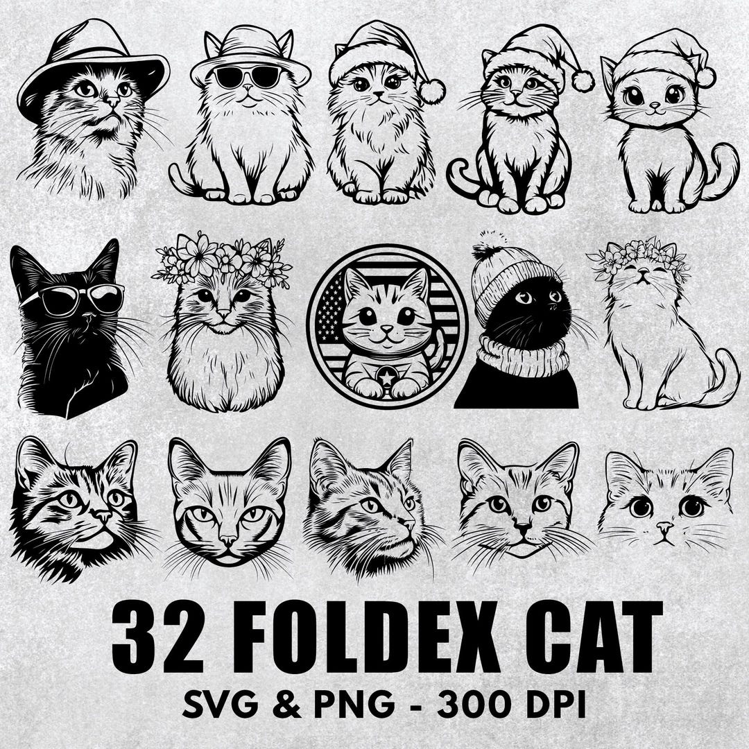 Foldex Cat Svg Bundle, Foldex Cat Silhouette Png, Foldex Cat Clipart ...