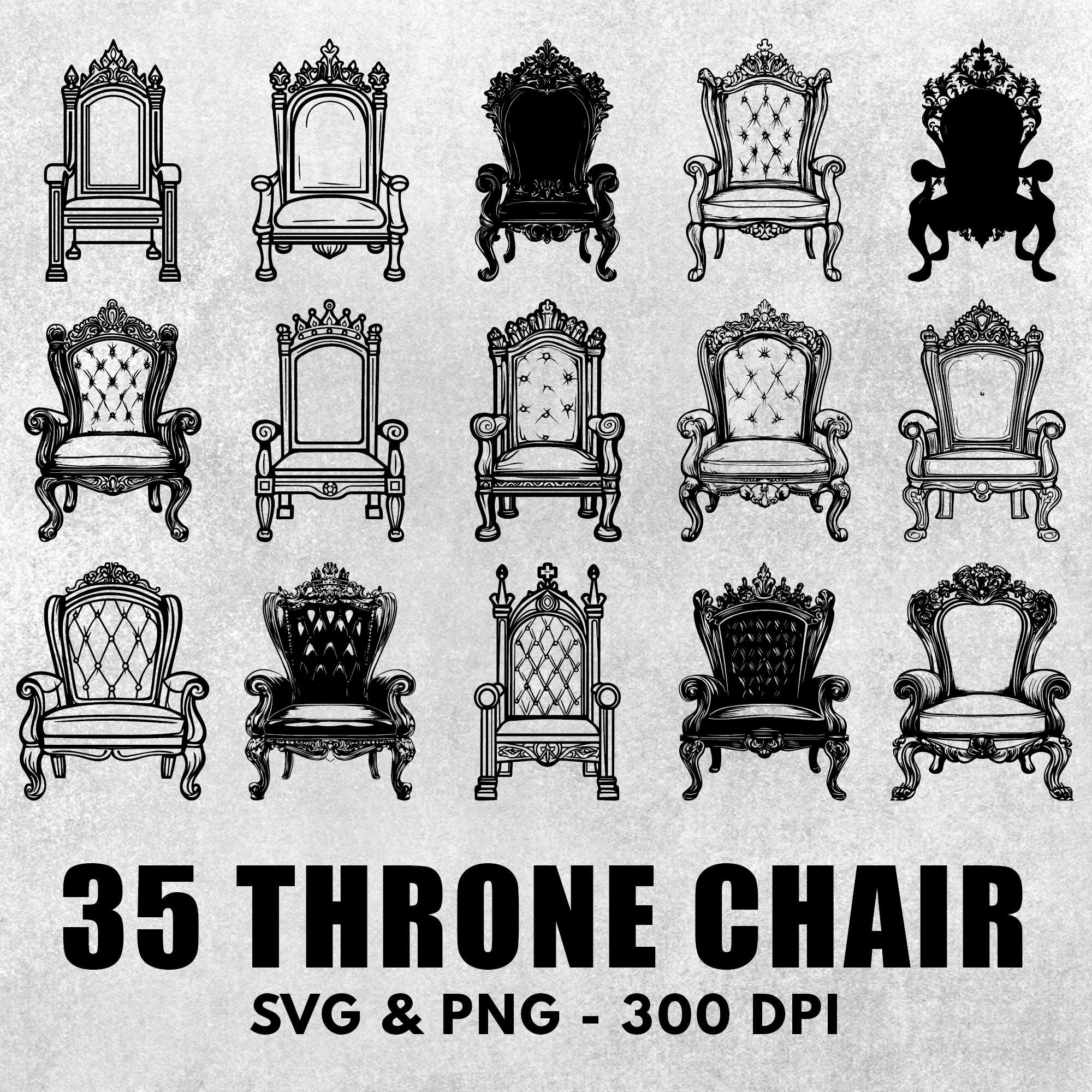 Throne Chair Silhouette Bundle: Royal Clipart Vector (SVG, PNG) - Etsy