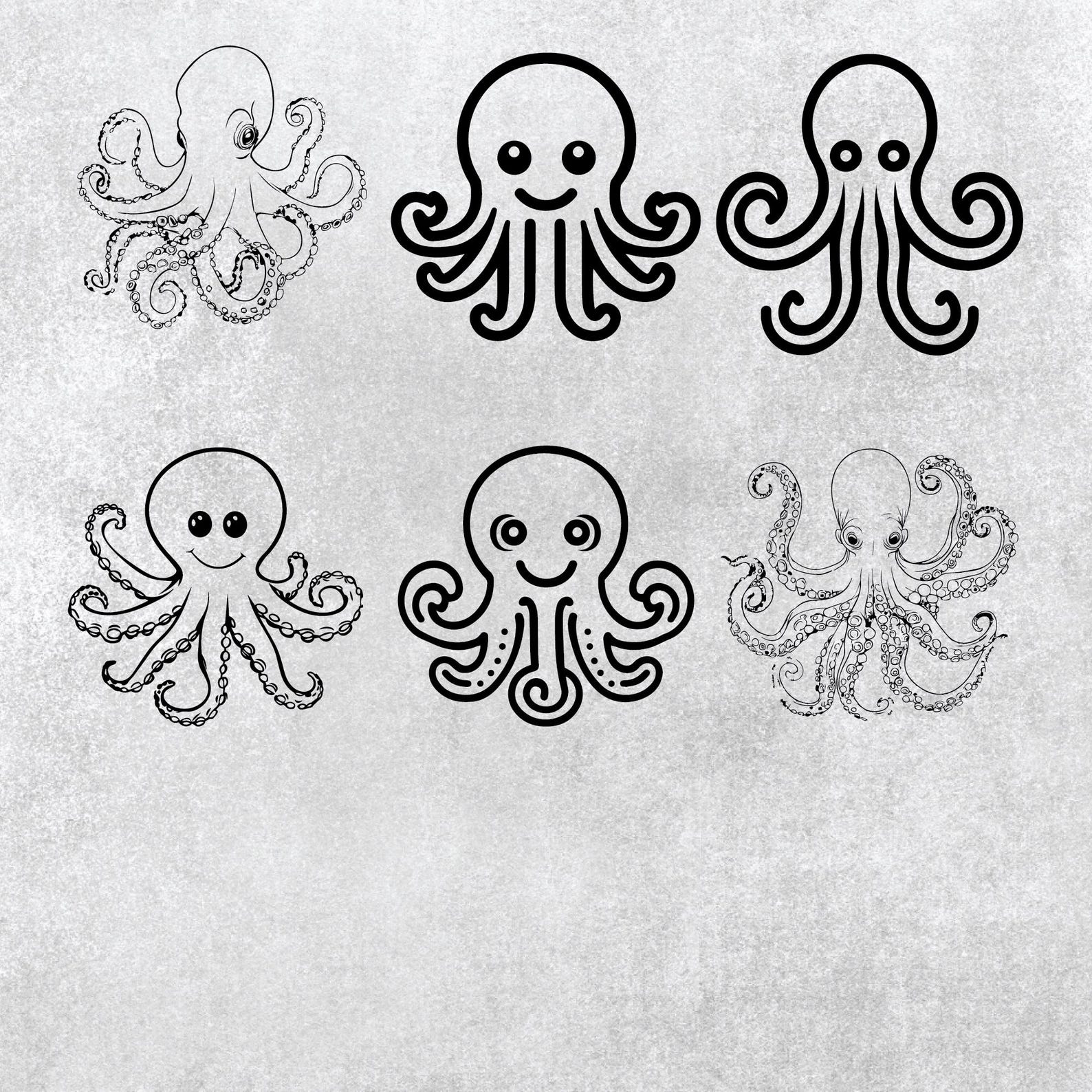 Octopus Svg Bundle, Octopus Silhouette Set, Octopus Clipart, Octopus ...