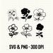 Violet Flower SVG PNG Clipart: Floral Silhouette Vector Cut Files - Etsy