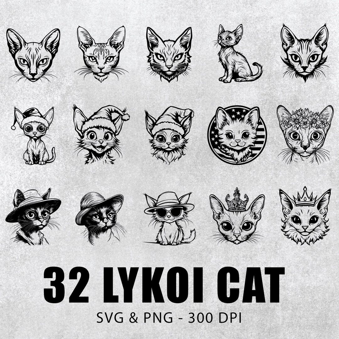 Lykoi Cat Svg Bundle, Lykoi Cat Silhouette Png, Lykoi Cat Clipart ...