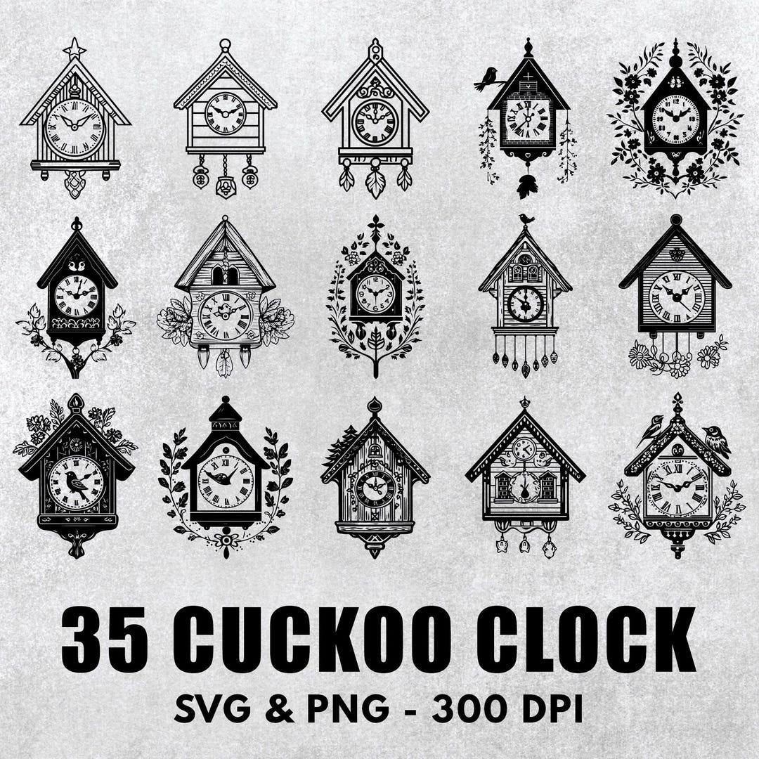 Cuckoo Clock Svg Bundle, Cuckoo Clock Svg Vector Set, Cuckoo Clock ...