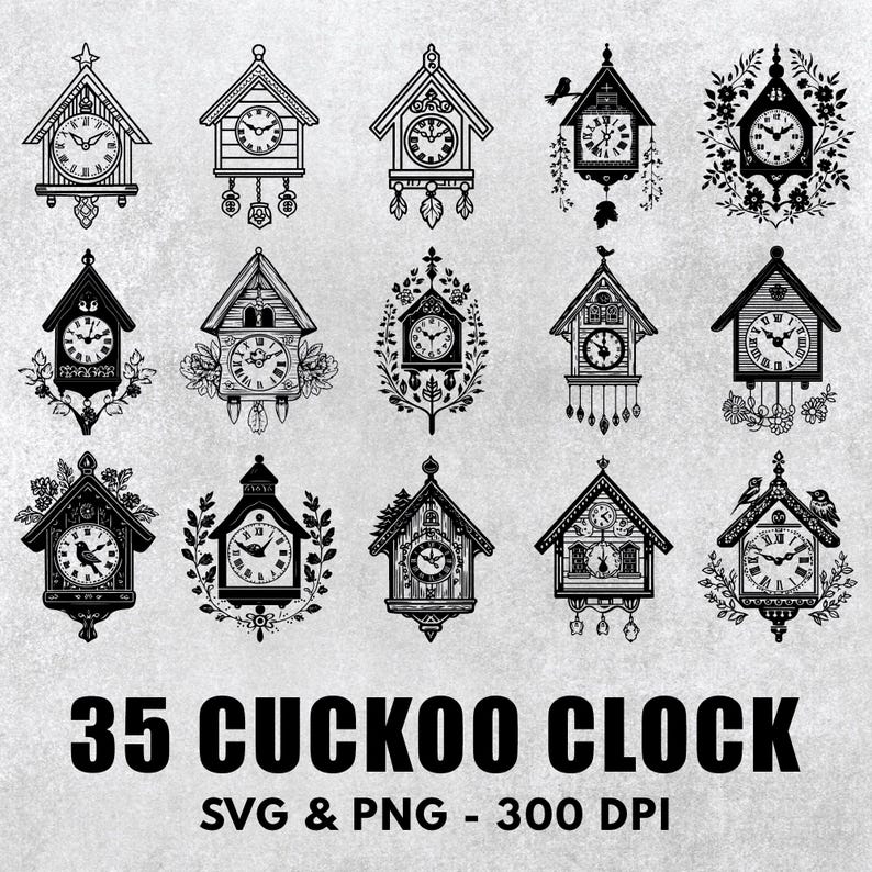 Cuckoo Clock Svg Bundle, Cuckoo Clock Svg Vector Set, Cuckoo Clock ...