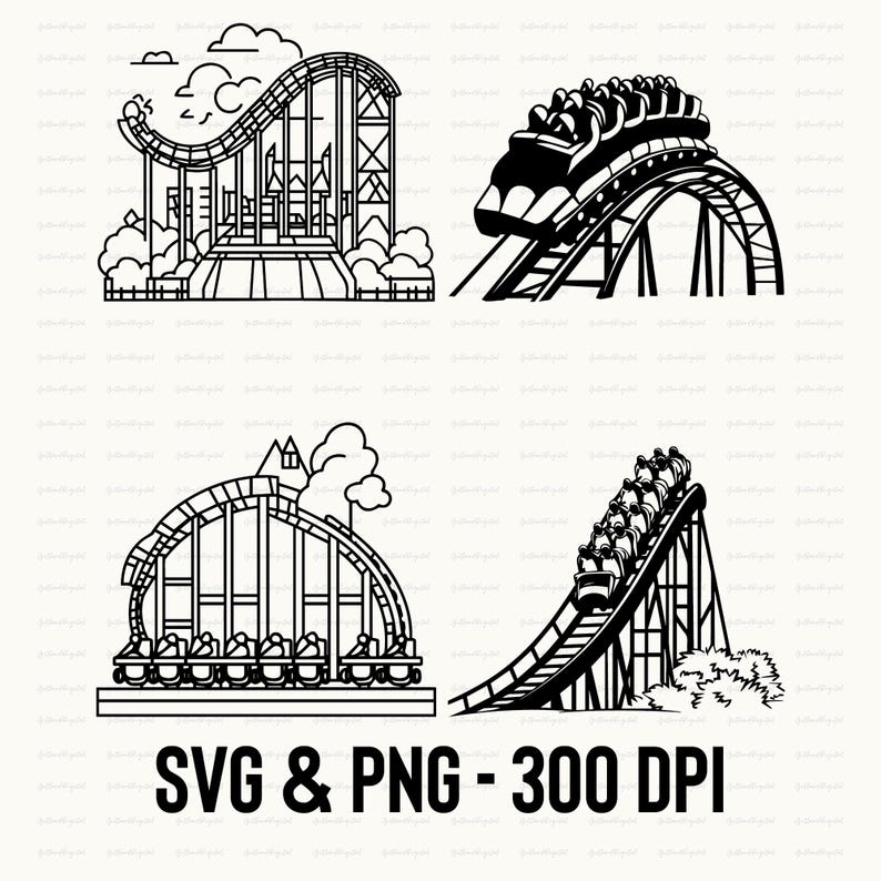 Roller Coaster Silhouette Bundle: SVG, PNG, Cricut Cut Files - Etsy