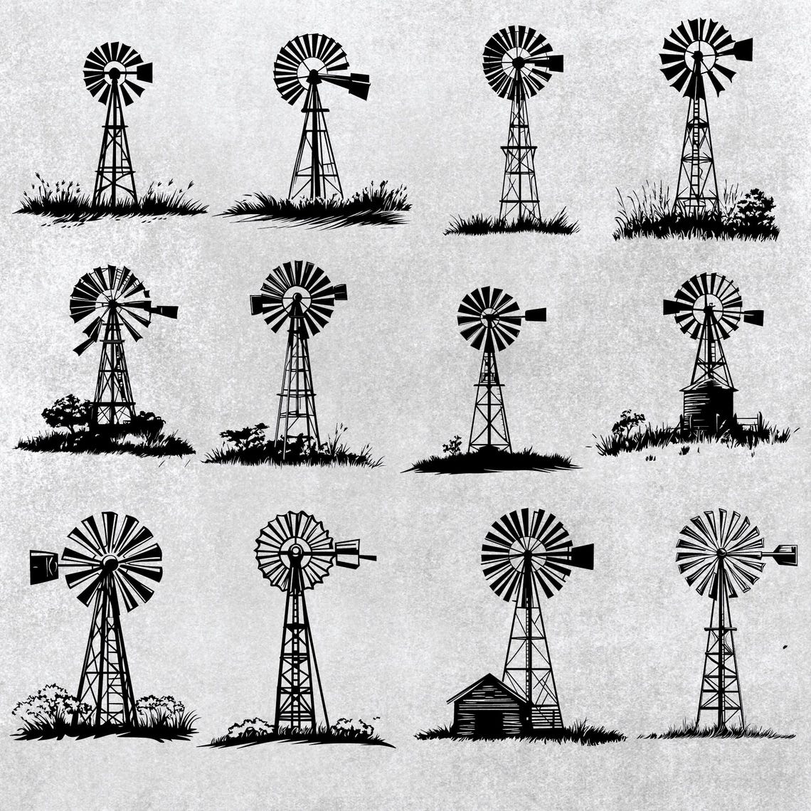 Farm Windmill Svg Bundle, Farm Windmill Silhouette Png, Farm Windmill ...