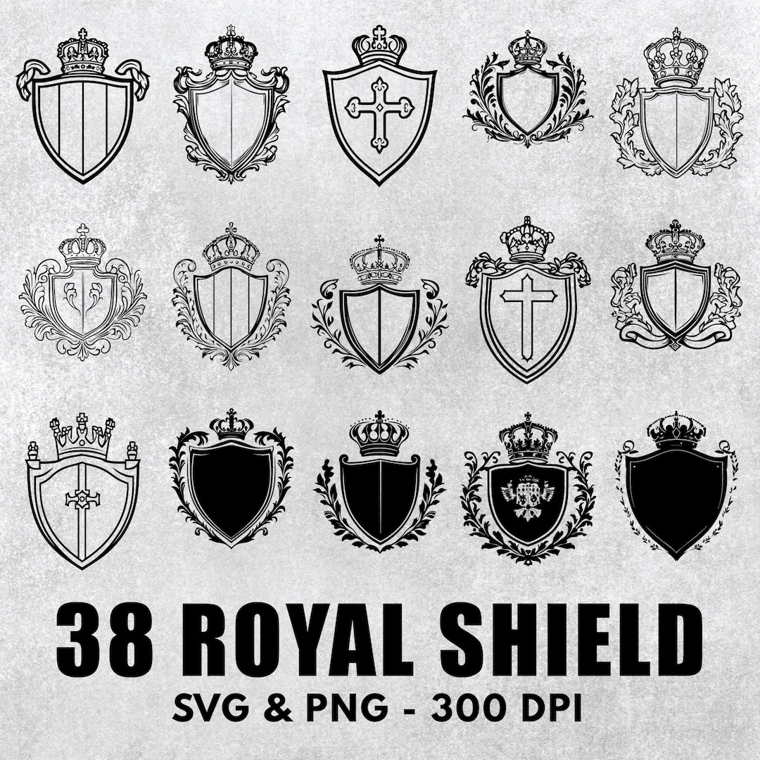Royal Shield Svg Bundle, Royal Shield Vector Set, Royal Shield Clipart ...