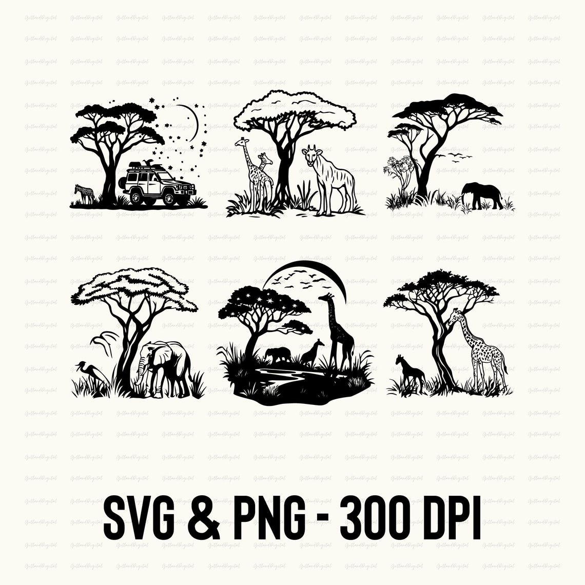 Safari Animals SVG PNG Clipart: Silhouette Vector Cut Files - Etsy