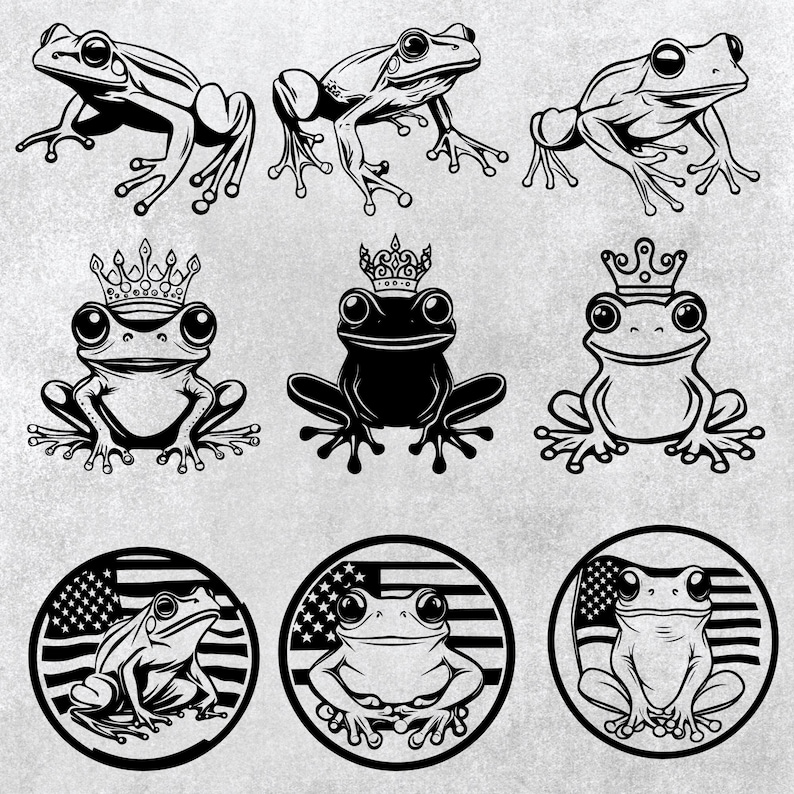 Frogs Svg Bundle, Frogs Silhouette Set, Frogs Clipart, Frogs Decal ...