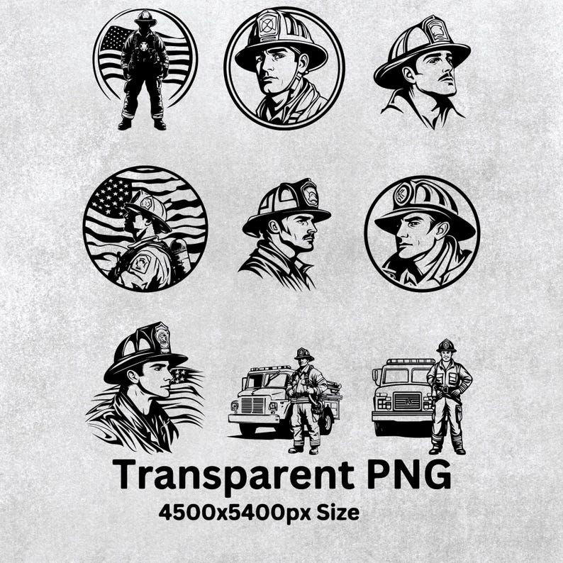 Firefighter Svg Bundle, Firefighter Silhouette Set, Firefighter Clipart ...