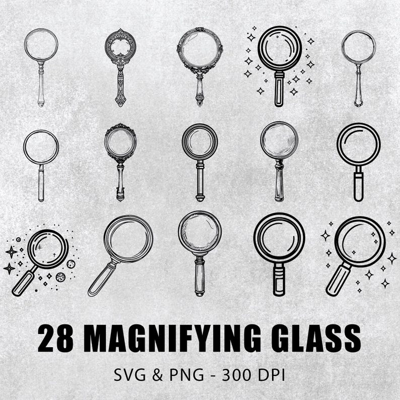 Magnifying Glass Svg Bundle, Magnifying Glass Silhouette Set ...