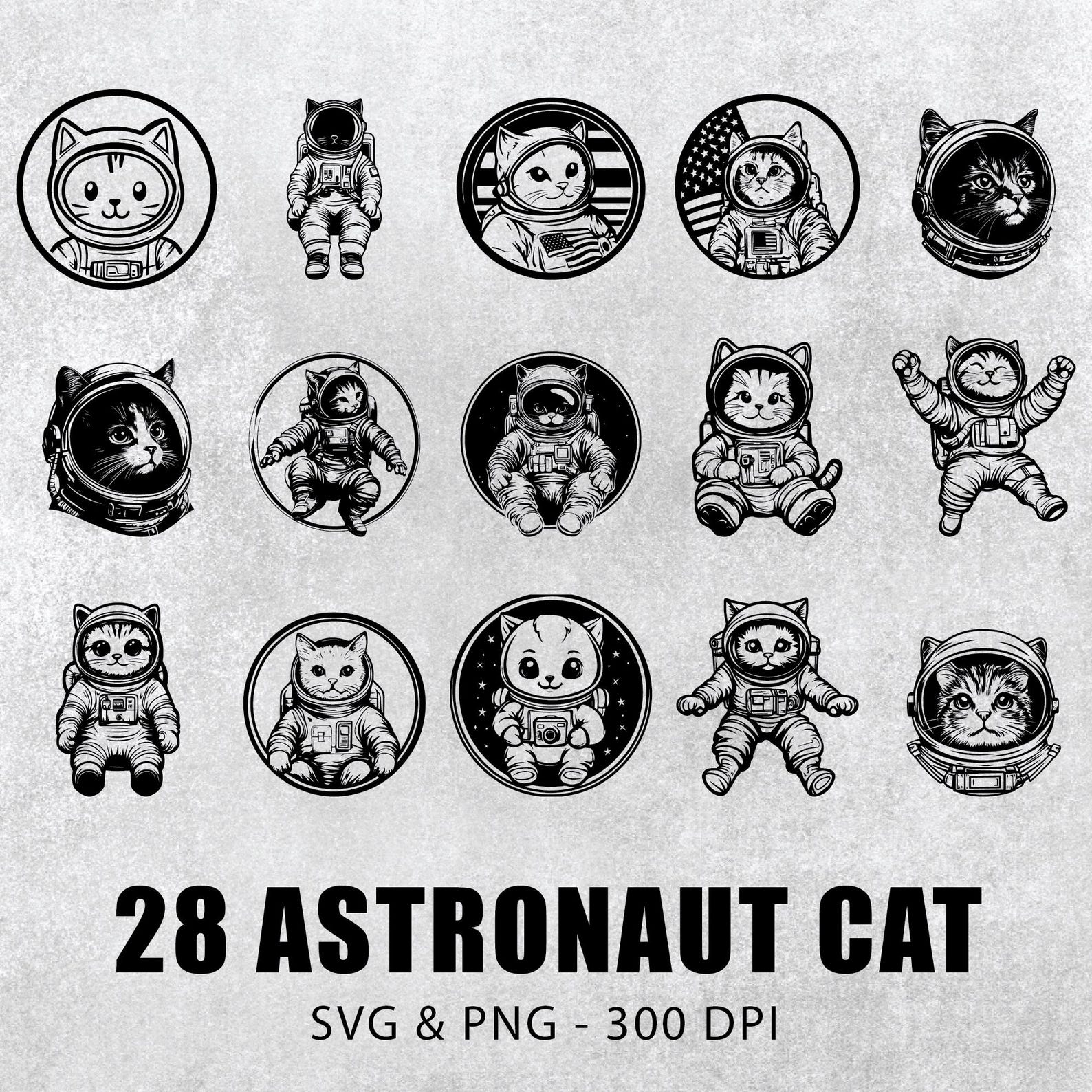 Astronaut Cat SVG Bundle: Space Clipart, Logo Icon (PNG) - Etsy