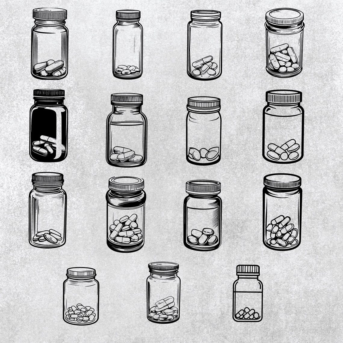 Pill Bottle SVG Bundle: Clipart, Vector, Cricut Cut Files - Etsy