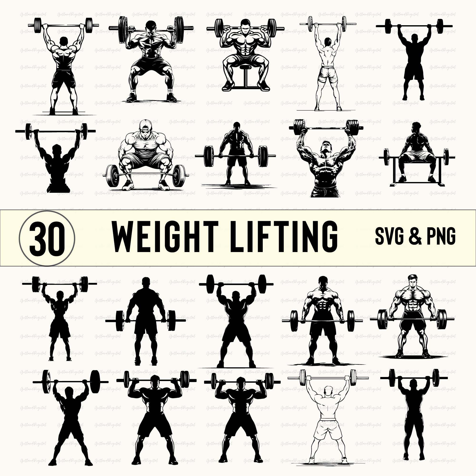 Weight Lifting Svg Bundle, Weight Lifting Silhouette, Weight Lifting ...