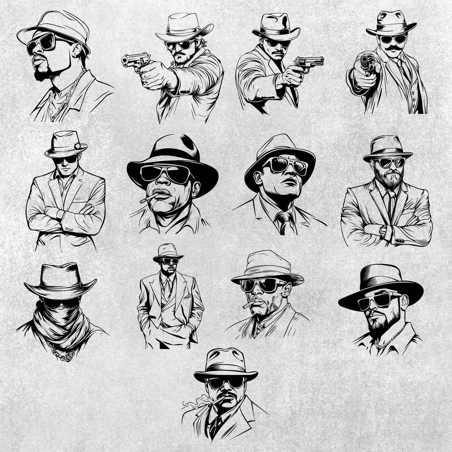 Gangster Svg Bundle, Gangster Svg Vector Set, Gangster Clipart ...