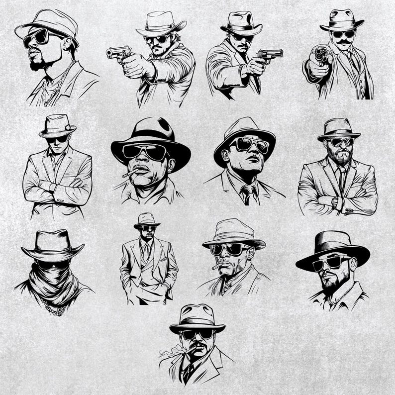 Gangster Svg Bundle, Gangster Svg Vector Set, Gangster Clipart ...