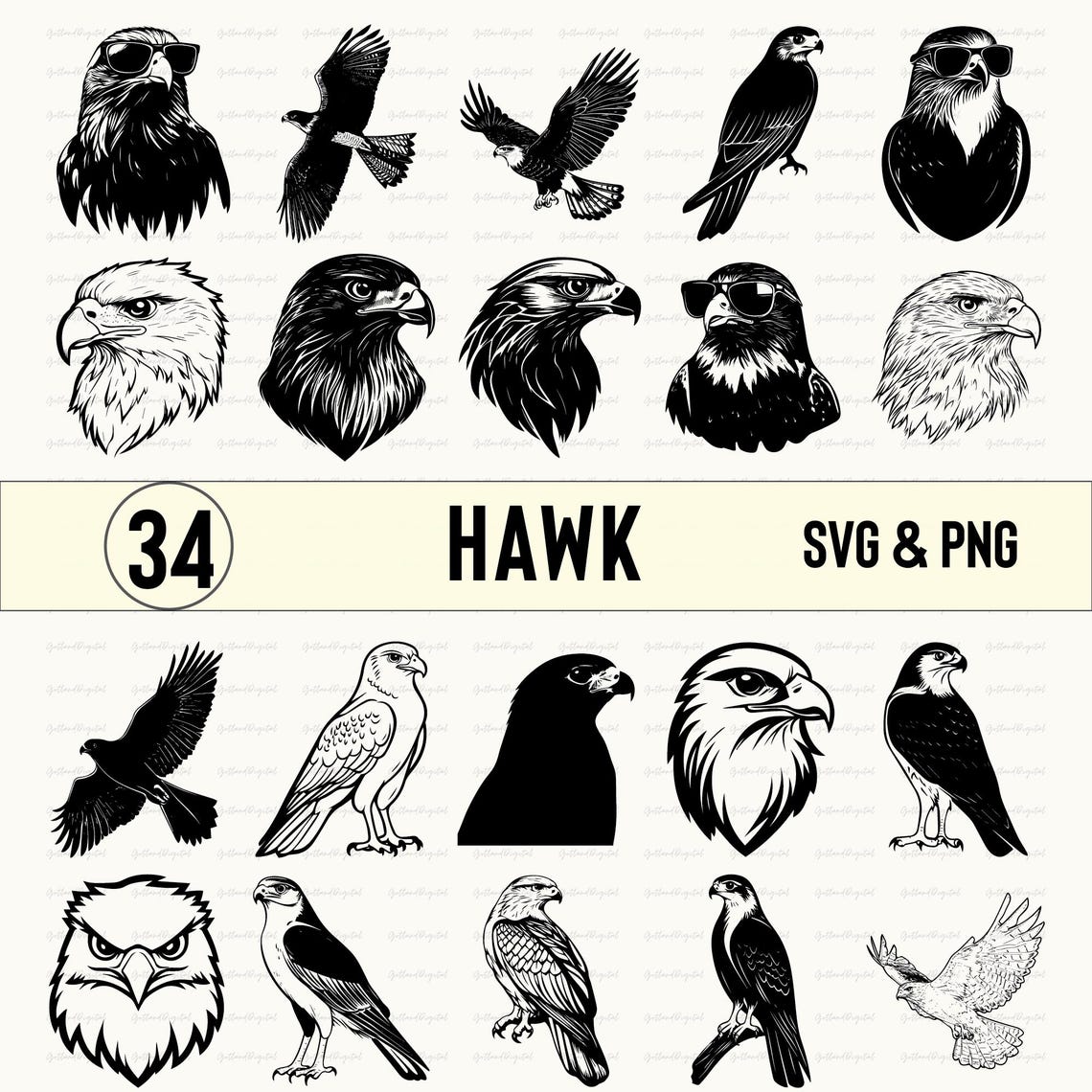Hawk Svg Bundle, Hawk Silhouette, Hawk Clipart, Hawk Vector, Hawk Decal ...