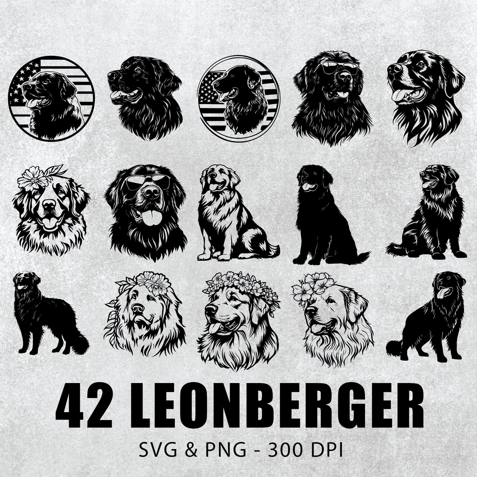 Leonberger SVG Bundle: Dog Clipart, Vector Decal (PNG) - Etsy