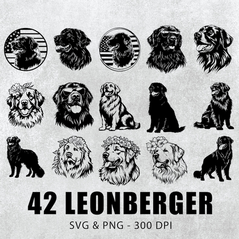 Leonberger SVG Bundle: Dog Clipart, Vector Decal (PNG) - Etsy